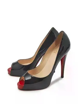 CHRISTIAN LOUBOUTIN Patent Leather Peep-toe Pumps - Black