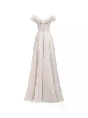 GEMY MAALOUF Ruffled Shoulder Button-front Dress