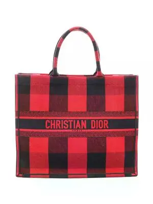 Dior Canvas Plaid Oblique Tote Bag