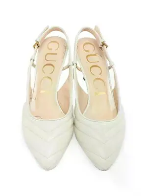Gucci Quilted Slingback Pumps - White