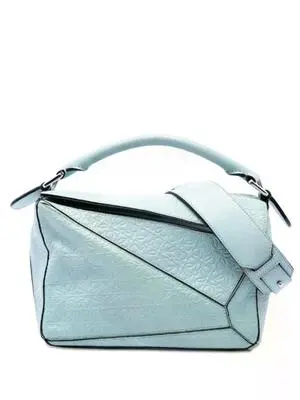 Loewe Small Anagram Embossed Calfskin Puzzle Satchel - Blue