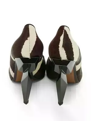 Fendi Zebra-print Diamond-heel Pumps - Brown