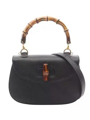 Gucci Calfskin Bamboo Satchel - Black