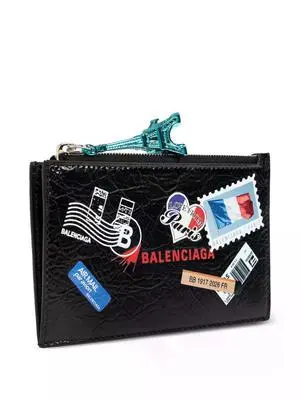 Balenciaga Cash Sticker-print Eiffel Tower-charm Cardholder