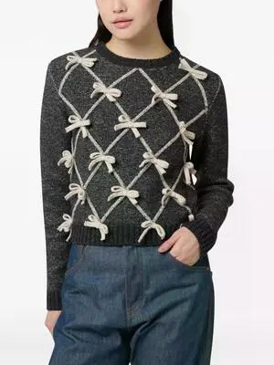 Moschino Diamond-knit Sweater With Bow Embellishments