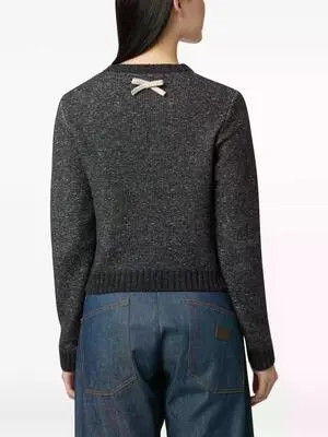 Moschino Diamond-knit Sweater With Bow Embellishments - Grey