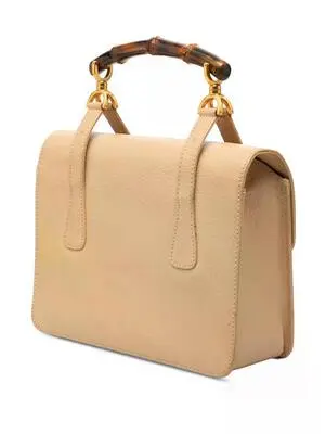 Gucci Calfskin Turnlock Bamboo Top Handle Bag - Neutrals