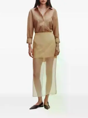 TWP Sheer Button-up Shirt With Classic Collar - Neutrals