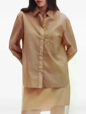 TWP Sheer Button-up Shirt With Classic Collar - Neutrals