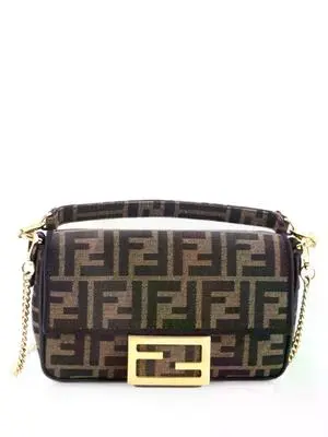 Fendi Zucca Canvas Mini Baguette Bag - Brown