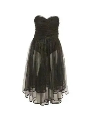 Elisabetta Franchi Glitter Embellished Strapless Midi Dress
