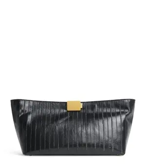 Camilla And Marc Embossed Leather Poppy Clutch Bag - Black