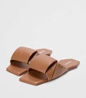 Loewe Origami Leather Slides - Brown