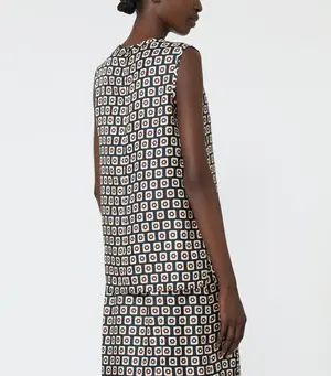 Max Mara Silk Geometric Print Sleeveless Blouse