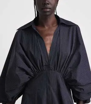 Palmer//harding Cotton Stripe Resilient Maxi Shirt Dress
