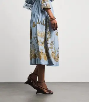 La DoubleJ Gala Tiered Midi Skirt - Blue