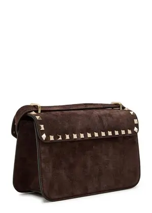 Valentino Garavani Rockstud Small Suede Shoulder Bag - Brown