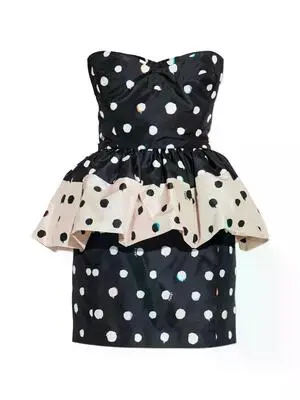 Fendi Polka Dot Strapless Mini Dress - Black