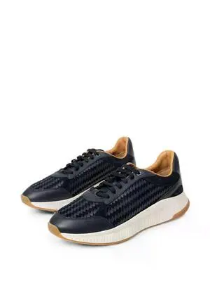 BOSS Woven Panel Calf Suede Sneakers - Blue