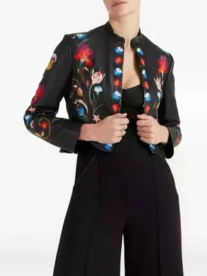 TEMPERLEY LONDON Toledo Floral-embroidered Leather Cropped Jacket