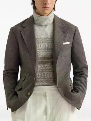 Brunello Cucinelli Mouliné Virgin Wool Twill Deconstructed Cavallo Blazer - Brown