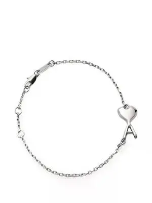 AMI Paris Brass Bracelet With De Coeur Detail - Silver
