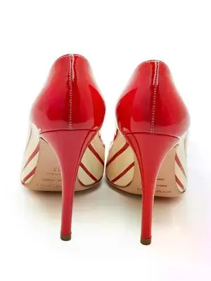 SERGIO ROSSI Drip-paint Peep-toe Pumps - Red