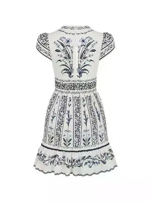 Farm Rio Floral Print V-neck Mini Dress - White
