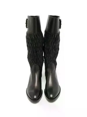 Gucci Ruched Buckle Detail Knee High Boots
