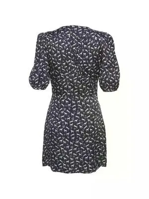 Maje Navy Horse-print V-neck Midi Wrap Dress - Blue