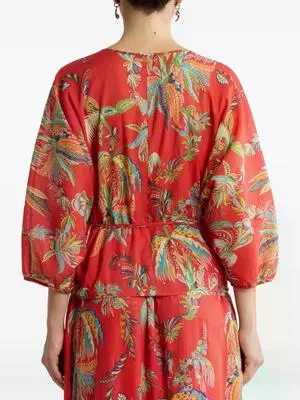 Etro Paisley Print Ruffled V-neck Blouse