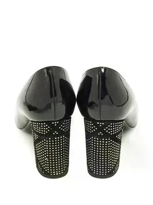 Dior Patent Leather Stud-embellished Block Heel Pumps