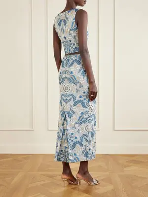 MARTA FERRI Embroidered Floral Midi Skirt