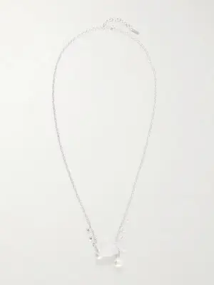 Completedworks Pendulum Recycled Necklace With Cubic Zirconia, Crystal And Pearl - Silver