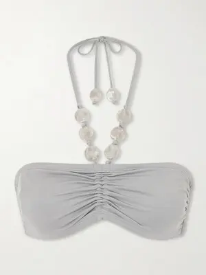 ERES Lana Bead-embellished Bikini Top Gray