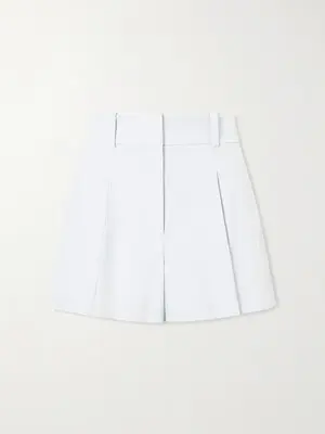Veronica Beard Craig Pleated Cotton-blend Twill Shorts - Blue