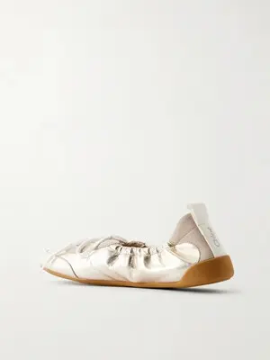 Chloé Kick' Metallic Leather Ballet Sneakers - Silver