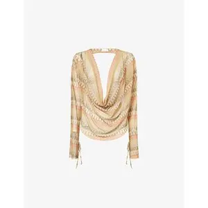 GRACEJACOB Gia Desert Long-sleeve Mesh Top - Multi
