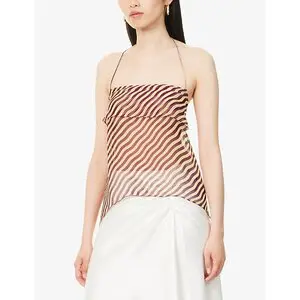 RAT AND BOA Assisi Striped Sheer Halter Neck Top