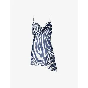 RAT AND BOA Rosela Zebra Print Woven Mini Dress - Navy