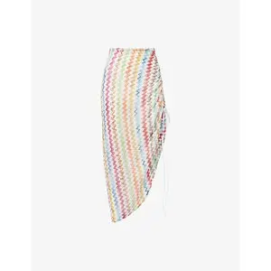 Missoni Asymmetric Ruched Knitted Midi Skirt - Multi