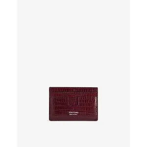 TOM FORD Croc-embossed Leather Card Holder - Ruby Red