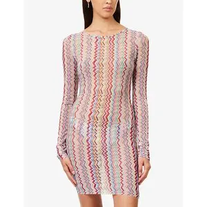 Missoni Long-sleeve Zig-zag Mesh Cover-up