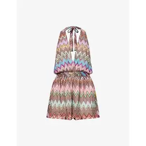 Missoni Halter-neck Chevron Knitted Jumpsuit Cover-up - Multi