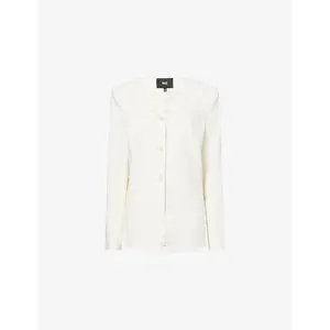 Paige Edina Scoop-neck Woven Blazer - Bone