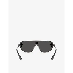 Dolce & Gabbana Dg2333b Shield-frame Metal Sunglasses With Crystal Embellishments