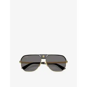 Versace Ve2294 Square-frame Metal Sunglasses - Black