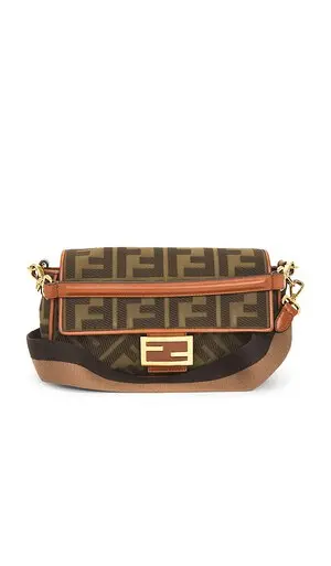 FWRD RENEW Fendi Zucca Monogram Baguette Shoulder Bag - Brown