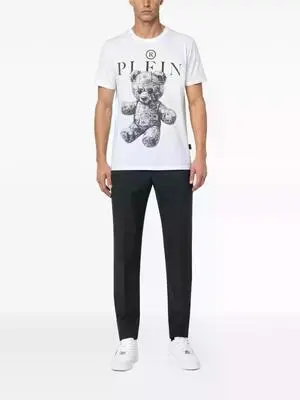 Philipp Plein Jersey T-shirt Skull Teddy Dollar - White