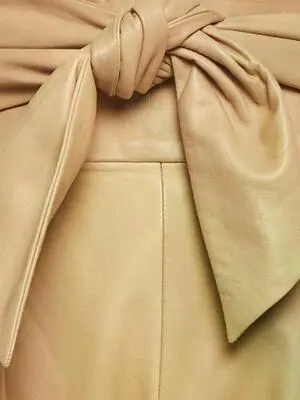 KRISTINA FIDELSKAYA Beige Leather Pleated Trousers